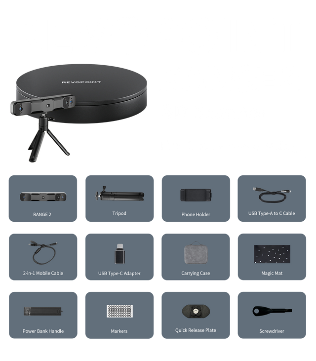 Revopoint RANGE 2 3D Scanner Premium Turntable Package – Phrozen Global